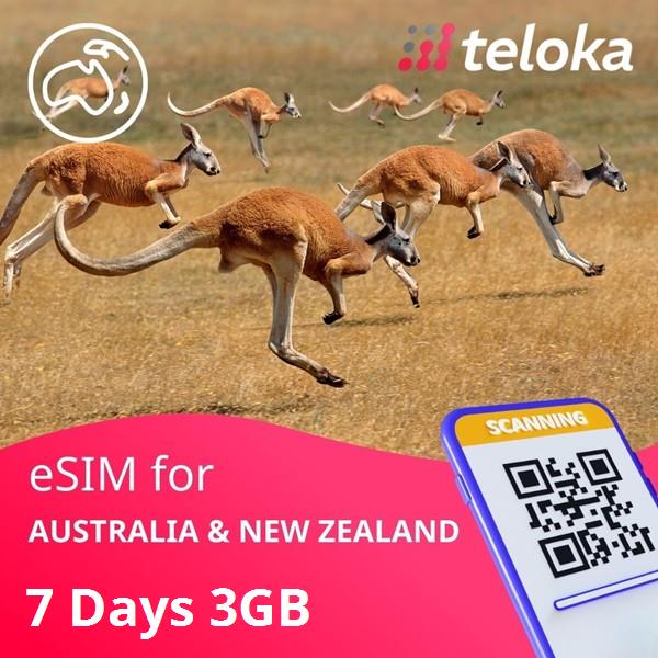 Australia & New Zealand eSIM 7 Days 3GB | Teloka