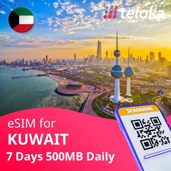 Kuwait eSIM 7 Days 500MB Daily | Teloka