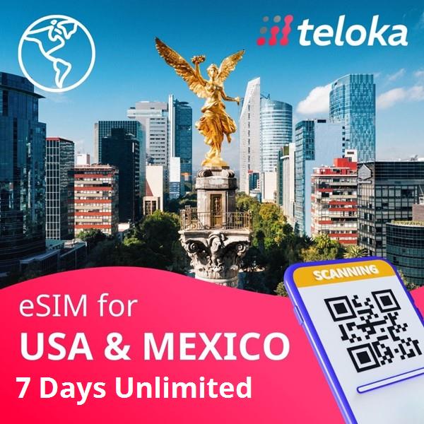 USA & Mexico eSIM 7 Days Unlimited | Teloka